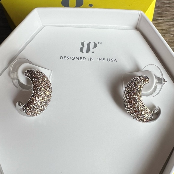 Bomb Party | Jewelry | Bomb Party Rhodium Hoop Earrings Classic Gems ...